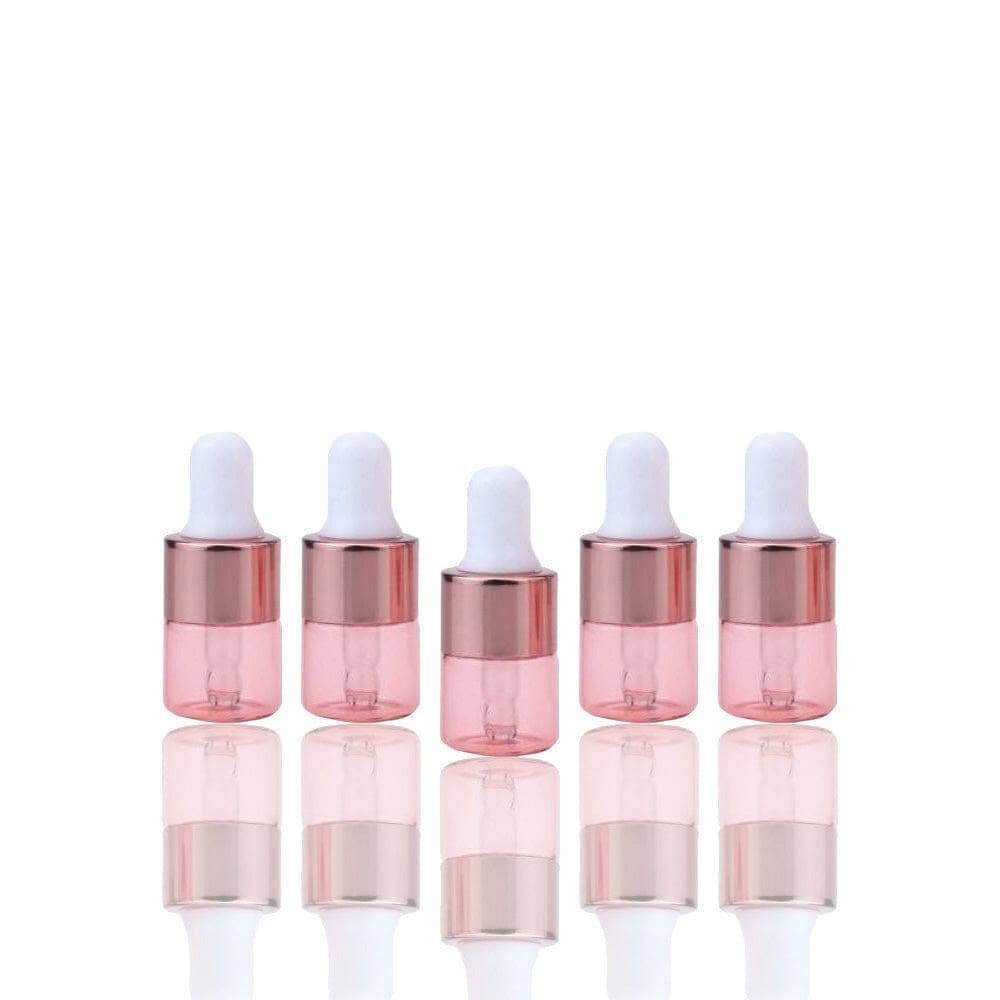 1 ml Pink Glass Vials w/ Rose Gold Dropper (Pack of 5) – Your Oil Tools