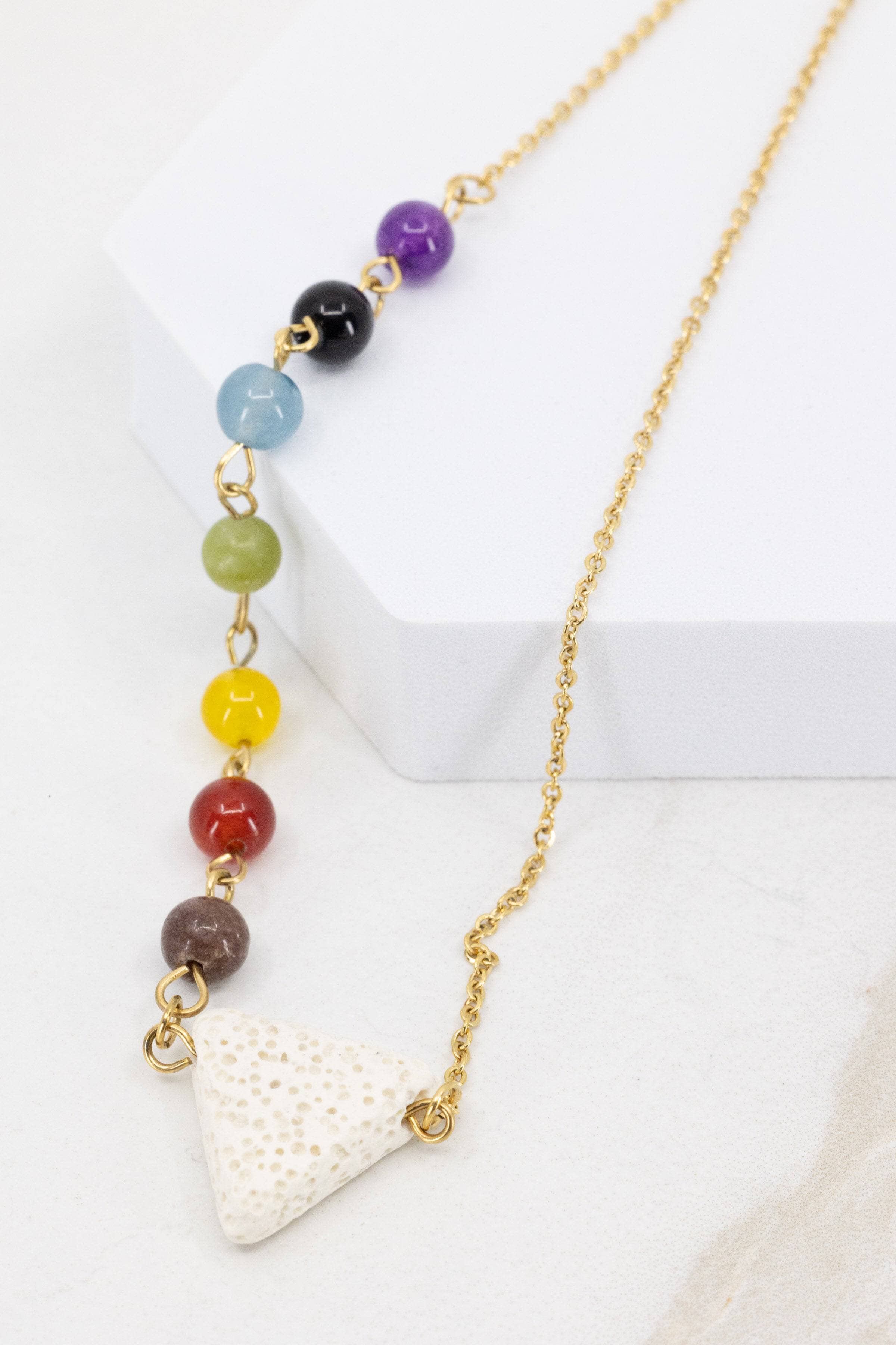 White Lava Triangle Beaded Aroma Necklace – Your Oil Tools