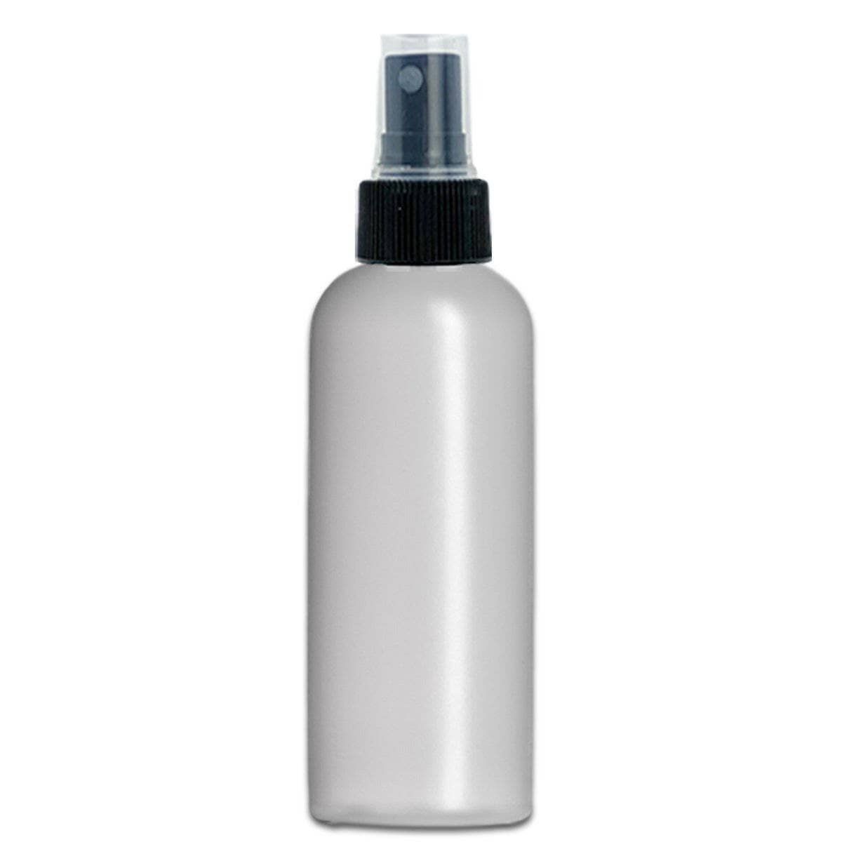 4 oz Natural-Colored HDPE Plastic Imperial Round Bottle w/ Black Fine ...